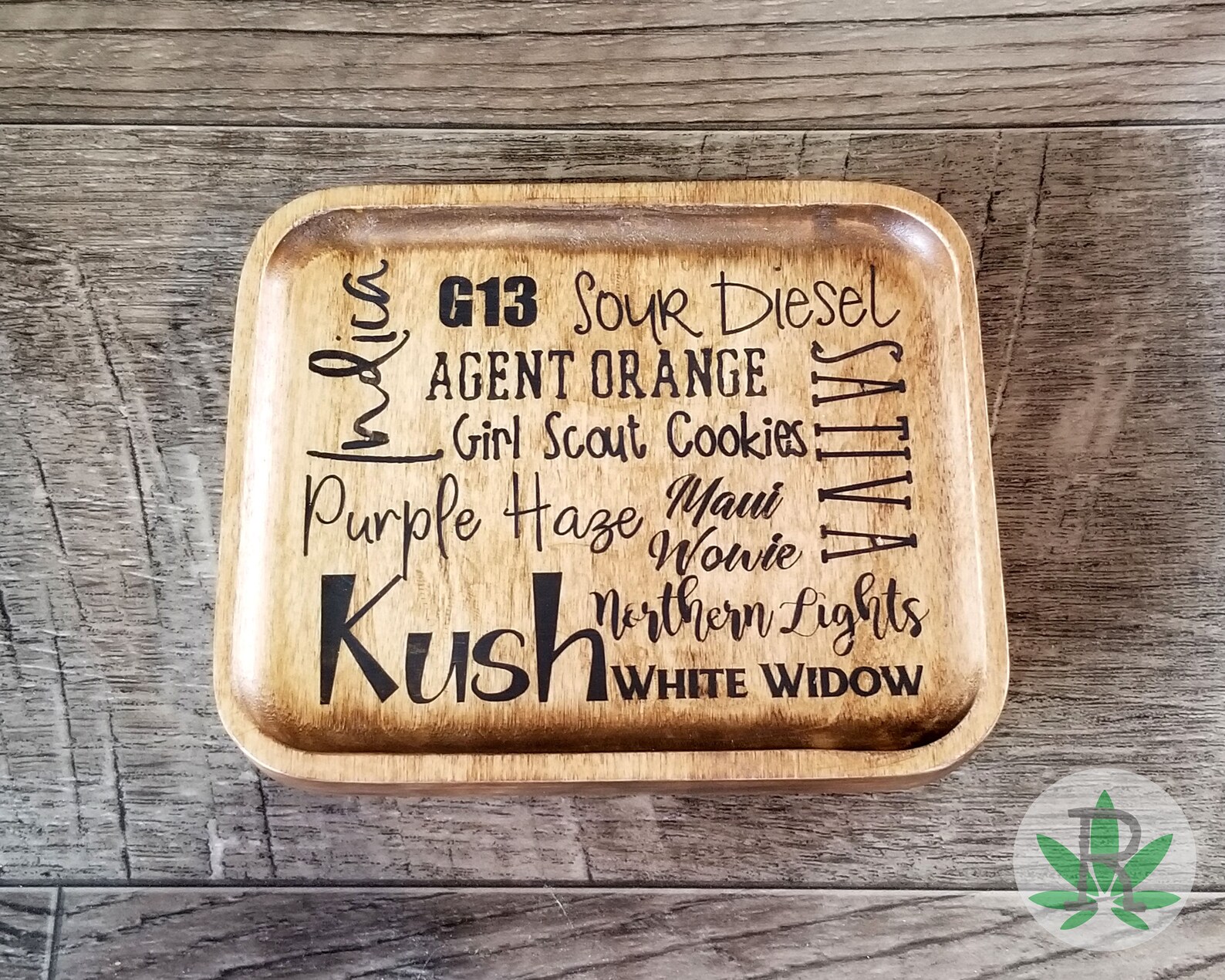 Cannabis Strain Wood Rolling Tray Marijuana Kush Tray | Etsy
