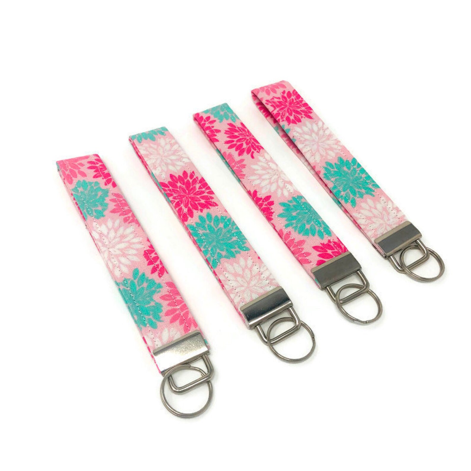 Pink Floral Key Fob, Keychain, Wristlet, Key Chain, Key Lanyard, Wrist ...