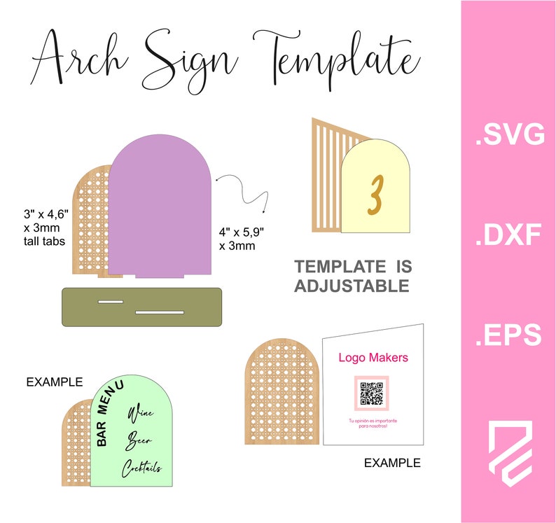 Arch Sign SVG Template - Social Media Sign - Svg DXF Ai Pdf Glowforge ...