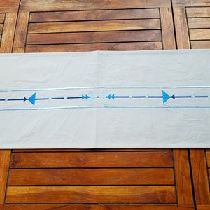 Beige Cotton Table Runner Embroidered With Blue Triangles - Etsy