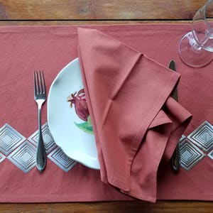 Rust Colored Cotton Placemats With Dull Gold Embroidery - Set of 4 - Etsy