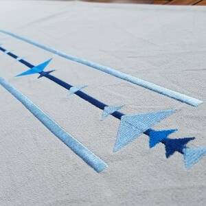 Beige Cotton Table Runner Embroidered With Blue Triangles - Etsy