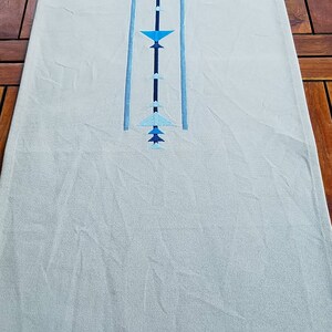 Beige Cotton Table Runner Embroidered With Blue Triangles - Etsy