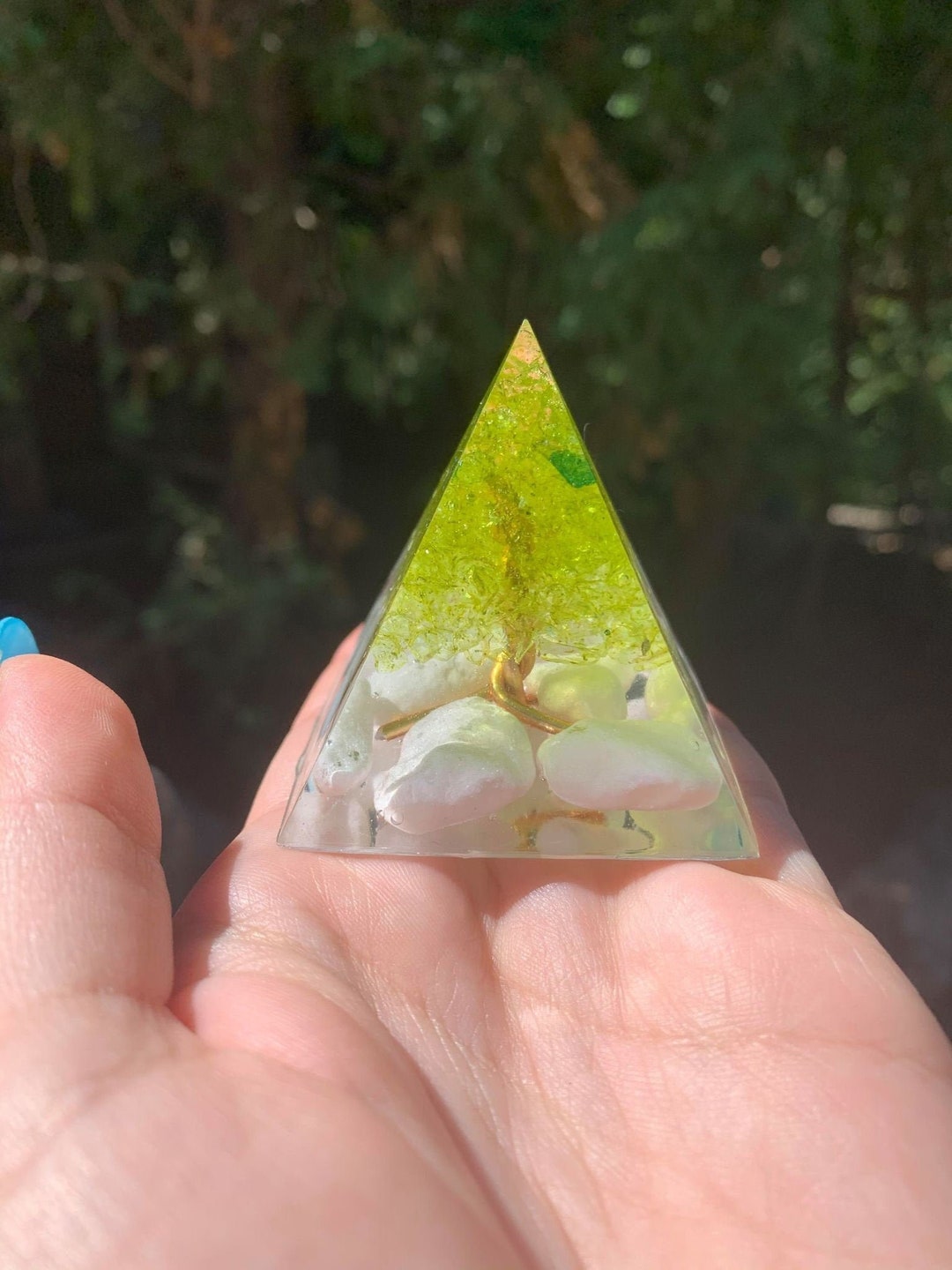 Green and White Wire Tree Forest Resin Pyramid - Etsy