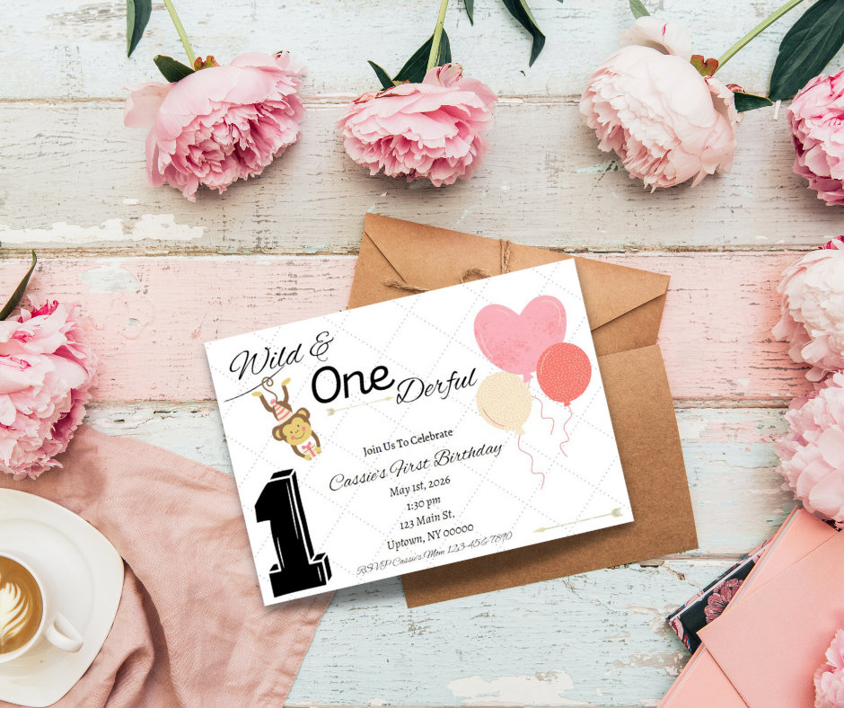 1st Birthday Party Invitation Editable, Printable Party Invitation Card ...