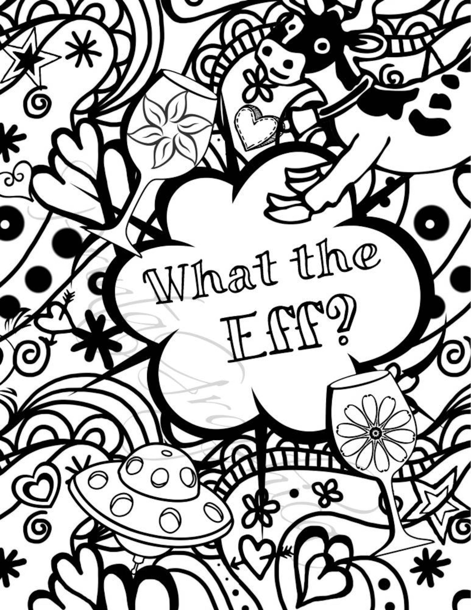 Adult Coloring Page Downloadable a Funny Un-swearing Quote to - Etsy