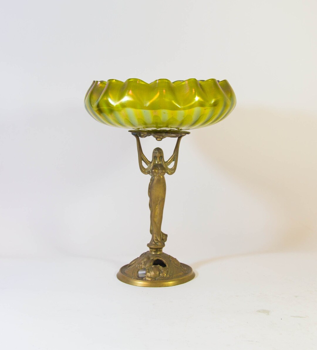 Art Nouveau Tazza Green Iridescent Bowl Loetz Glass Early 20th Century ...