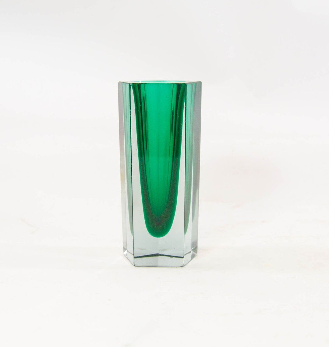 Murano Sommerso Glass | Pentagon Design | Green and Clear Glass ...
