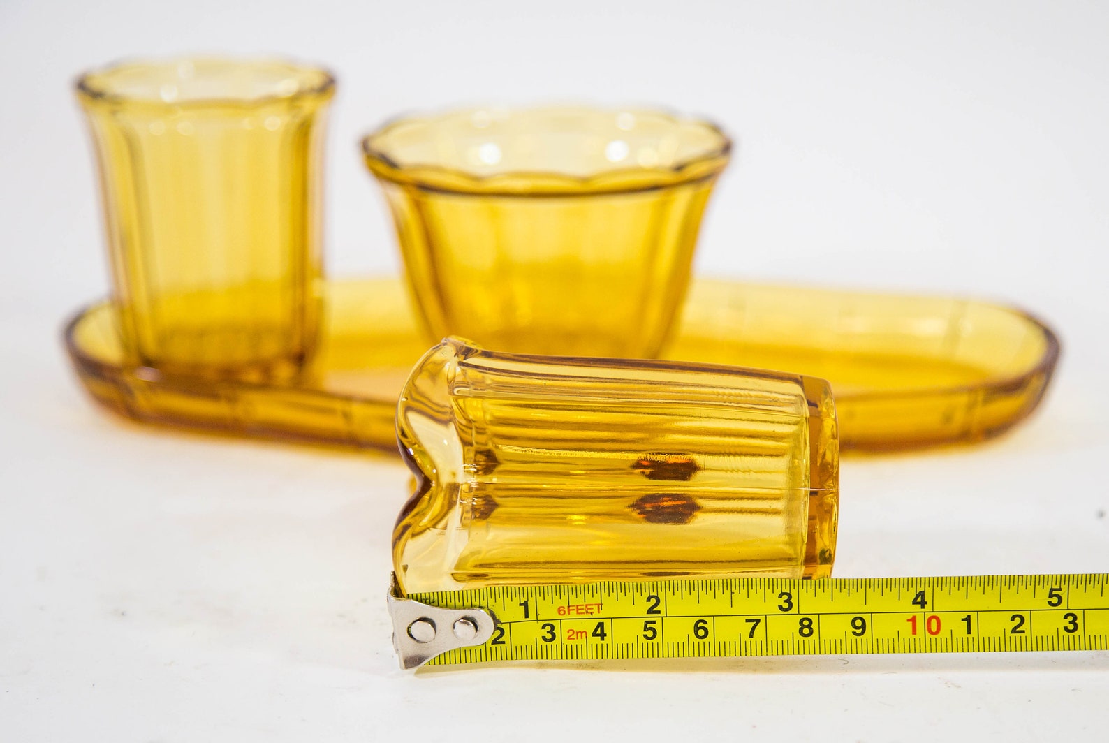 Art Deco Condiments Set | Leerdam Glass | Pressed Glass | Vintage 30s ...