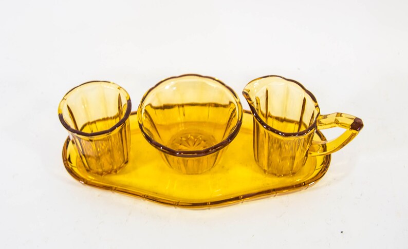 Art Deco Condiments Set | Leerdam Glass | Pressed Glass | Vintage 30s ...