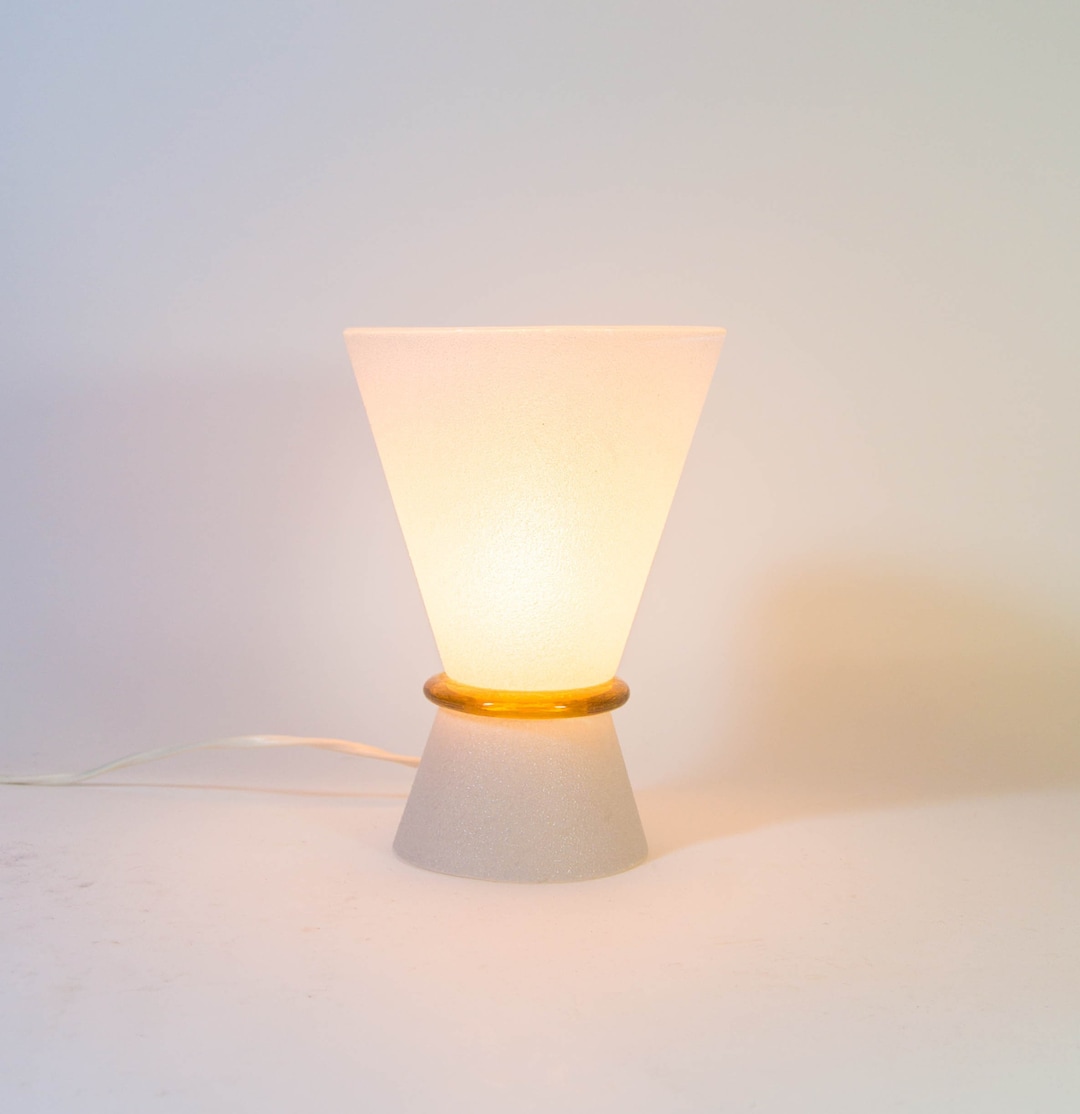 Glass Table Lamp | Diabolo Shape | Textured Glass | Vintage 90's - Etsy