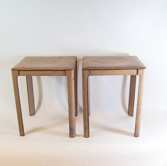 Midcentury Stool Matteo Grassi Worn Leather Vintage - Etsy