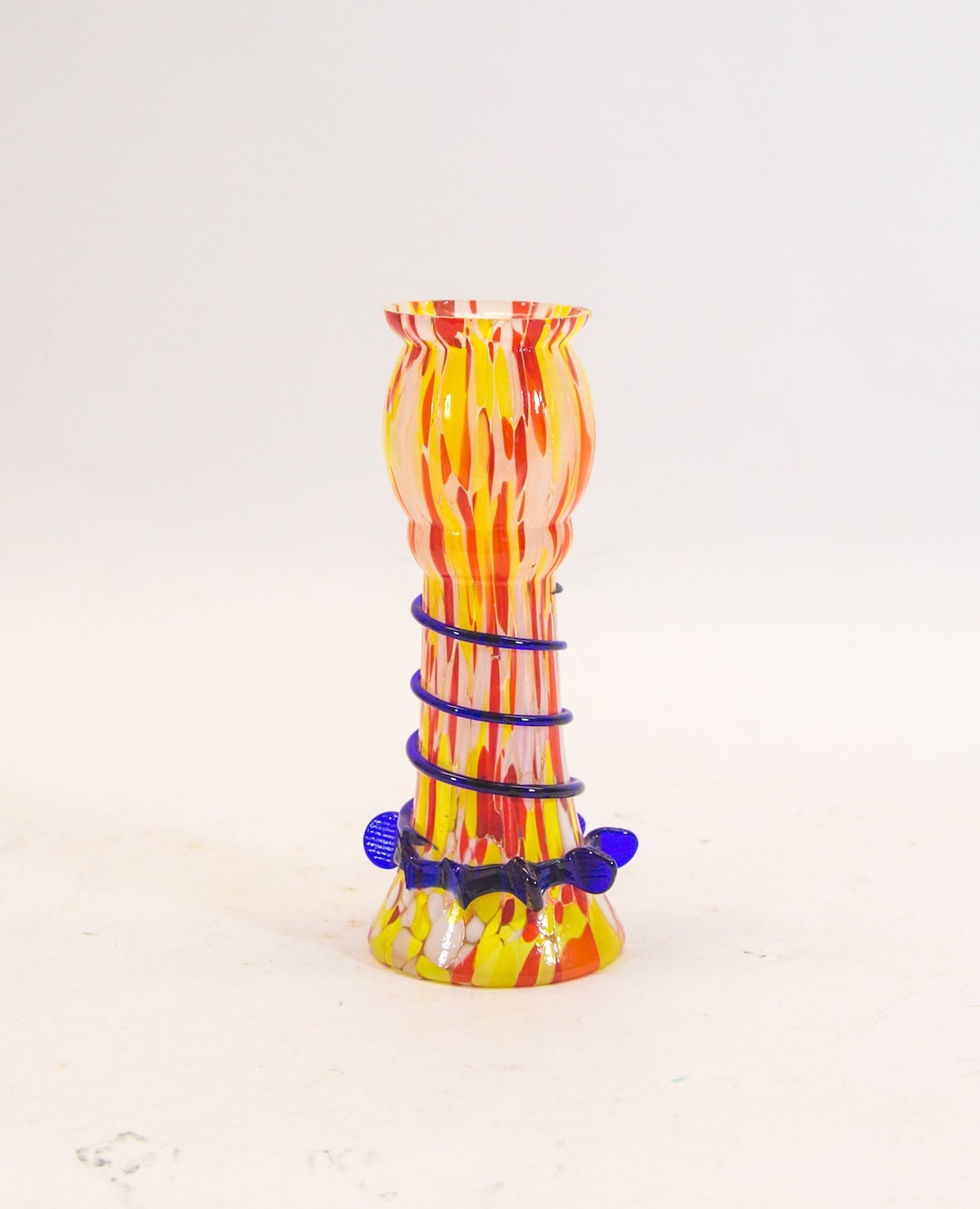 Art Deco Vase | Bohemian | Spatter Glass With Blue Trails | Vintage 30 ...