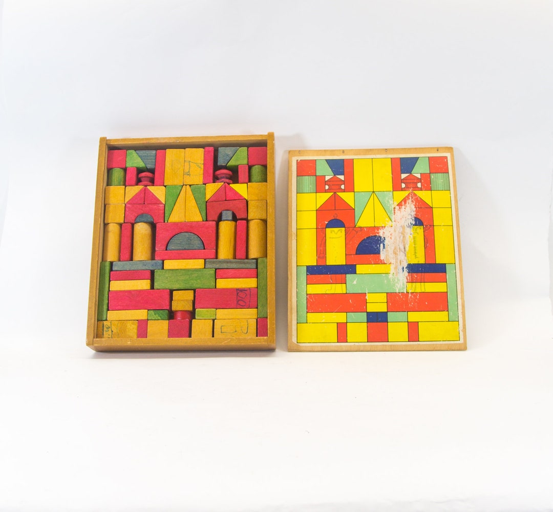 Antique Toy Blocks | Multi-colored | Boxed | Vintage 50's - Etsy