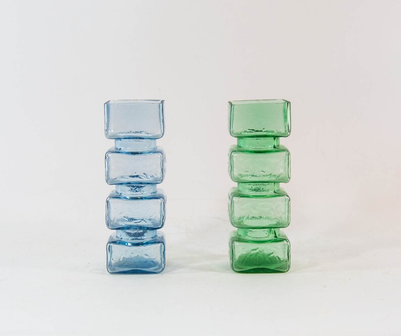 Set of 2 Pala Vases Riihimaki Glass Finland Helena Tynell - Etsy