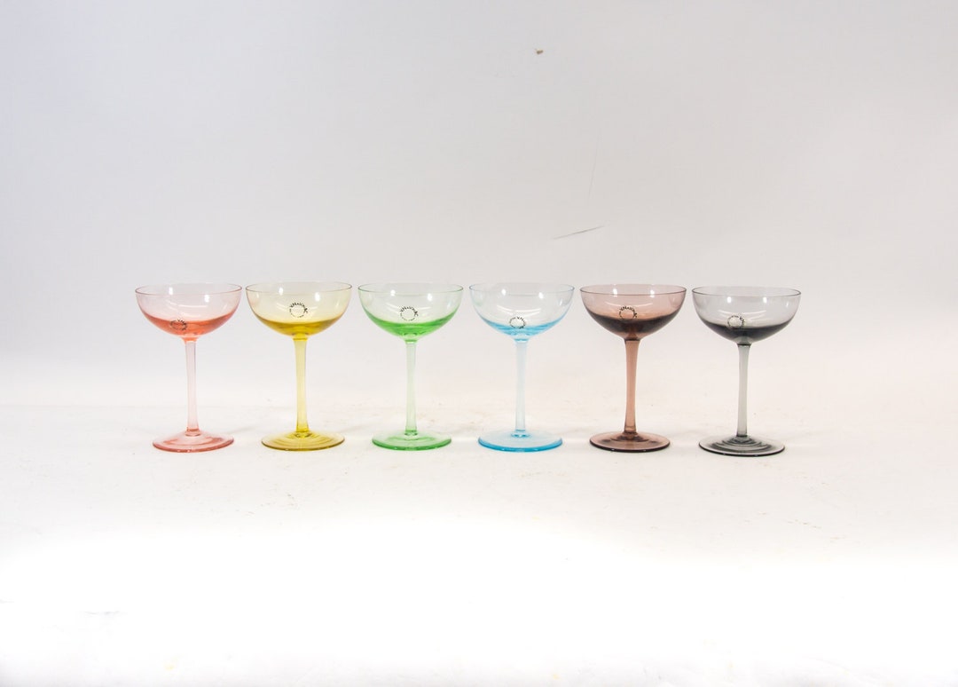 Colored Champagne Coupes Carlo Nason Set of 6 Fine - Etsy