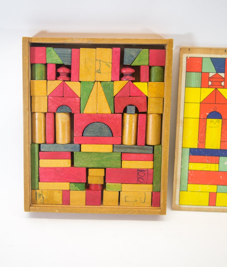 Antique Toy Blocks | Multi-colored | Boxed | Vintage 50's - Etsy
