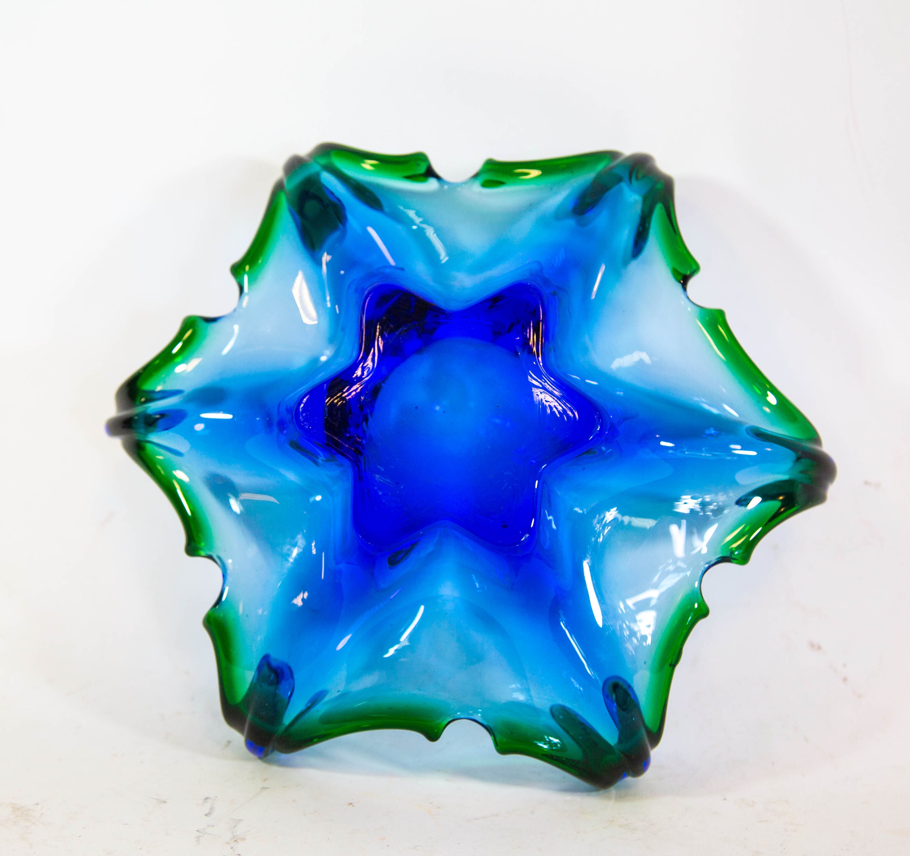 Large Splash Bowl | Murano Glass | Blue and Green Glass | Vintage 60's ...
