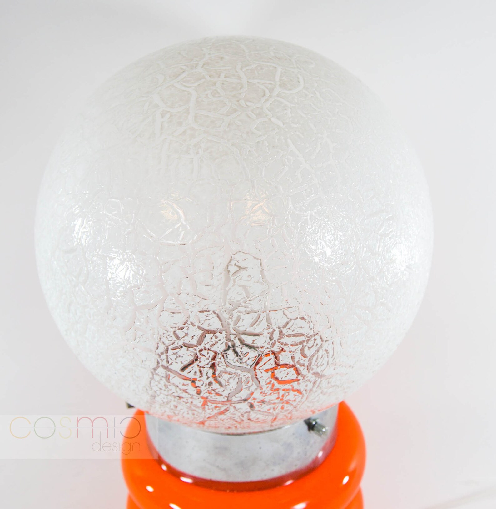 Midcentury Table Lamp Orange Glass Base White Textured | Etsy