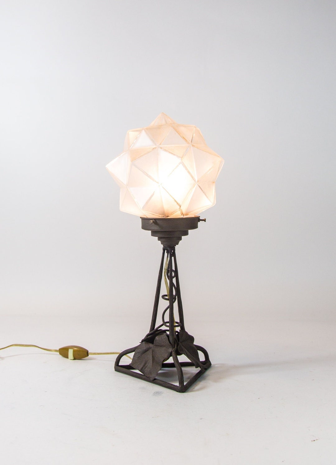 Art Deco Table Lamp | Geometric Shapes | Cast Iron Base - Etsy
