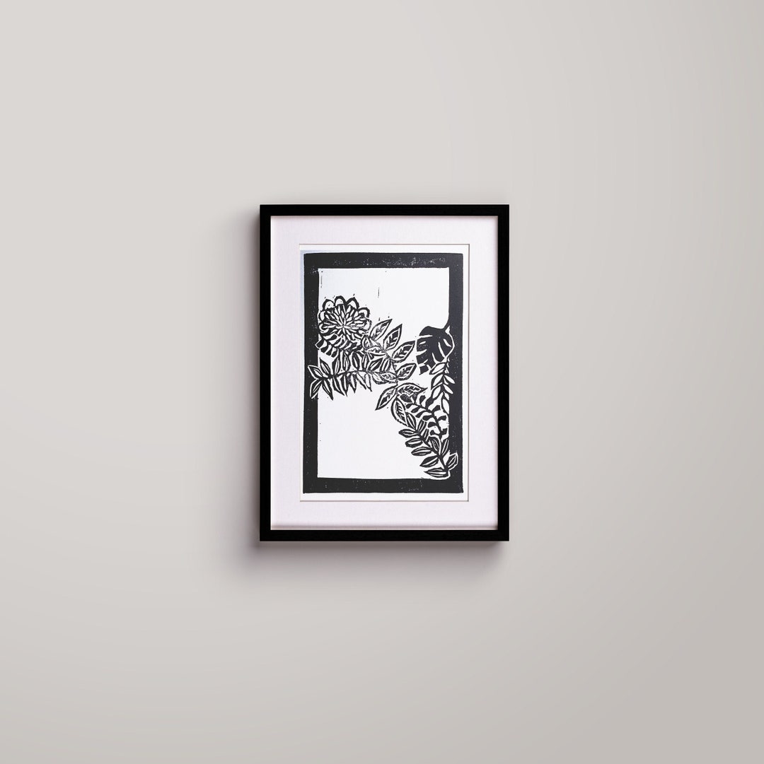 Botanical Linocut Art - Etsy