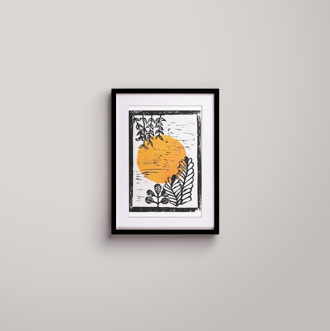 Sun Linocut Print (5x7in) - Etsy