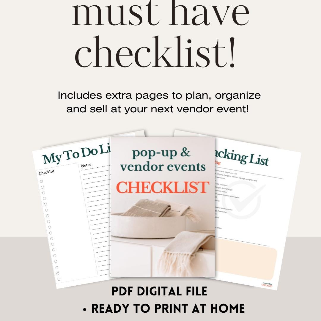 Popup Event or Show Checklist and Tracking Printable - Etsy