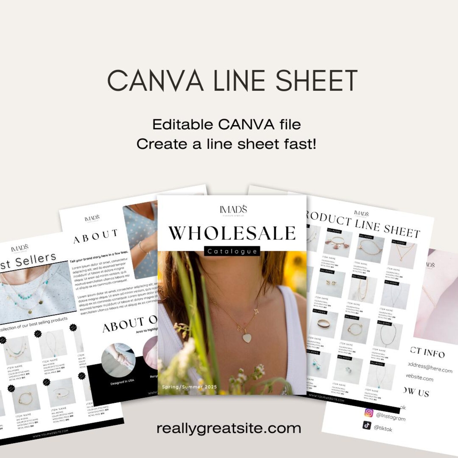 Retail Product Wholesale Line Sheet Editable Canva Template - Minimal ...