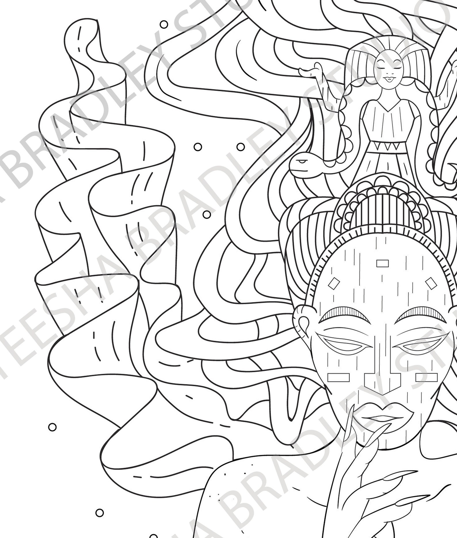 Instant Download Adult Coloring Page Mermaid Mami Wata - Etsy Canada
