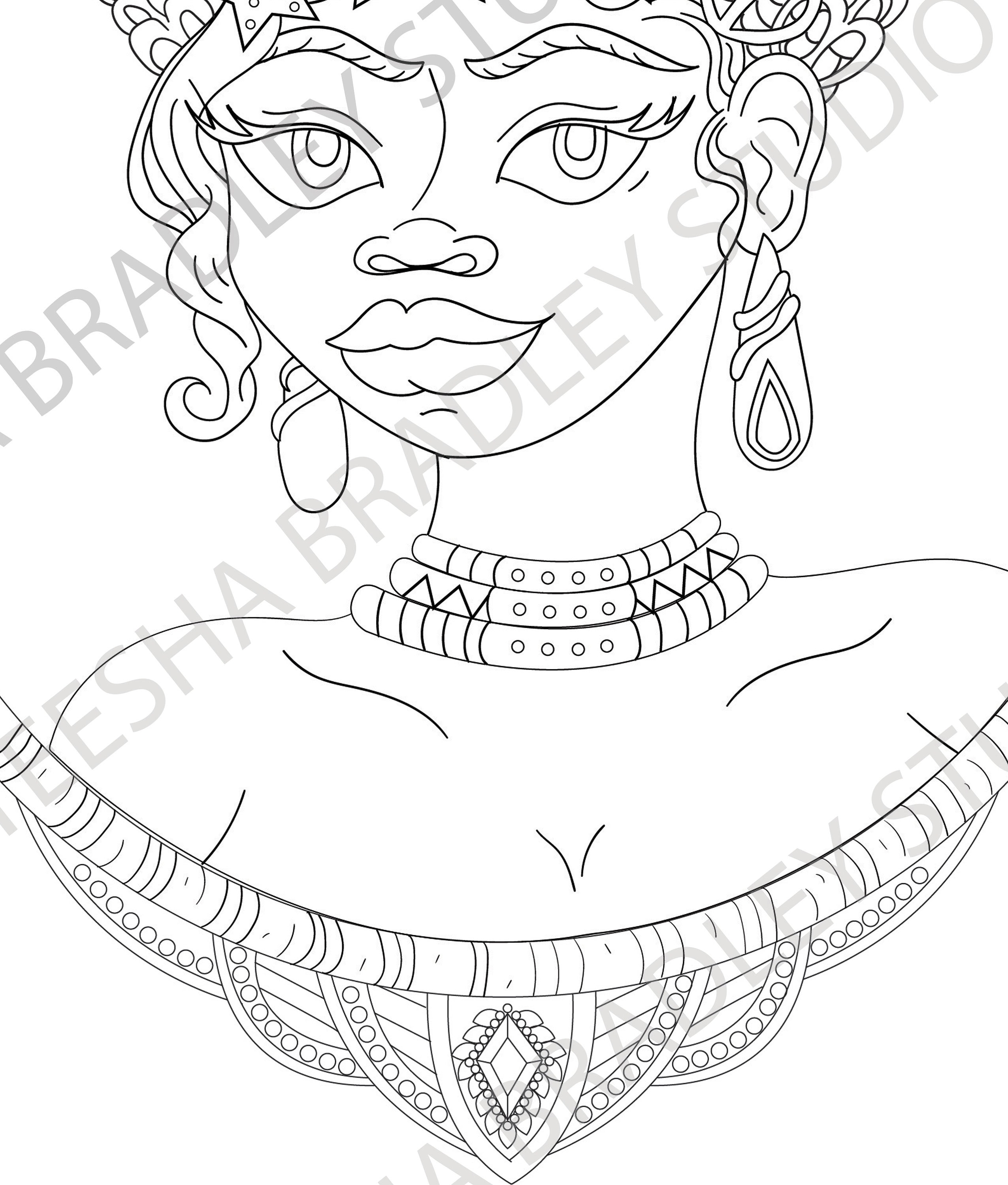 Instant Download Adult Coloring Page, Mermaid, Mami Wata, Magic, Black ...