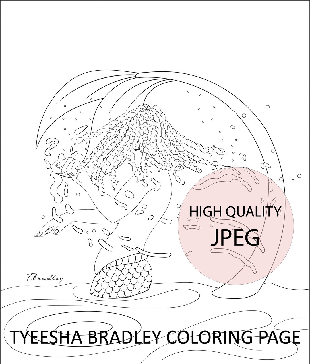 Instant Download Adult Coloring Page, Mermaid, Mami Wata, Magic, Black ...