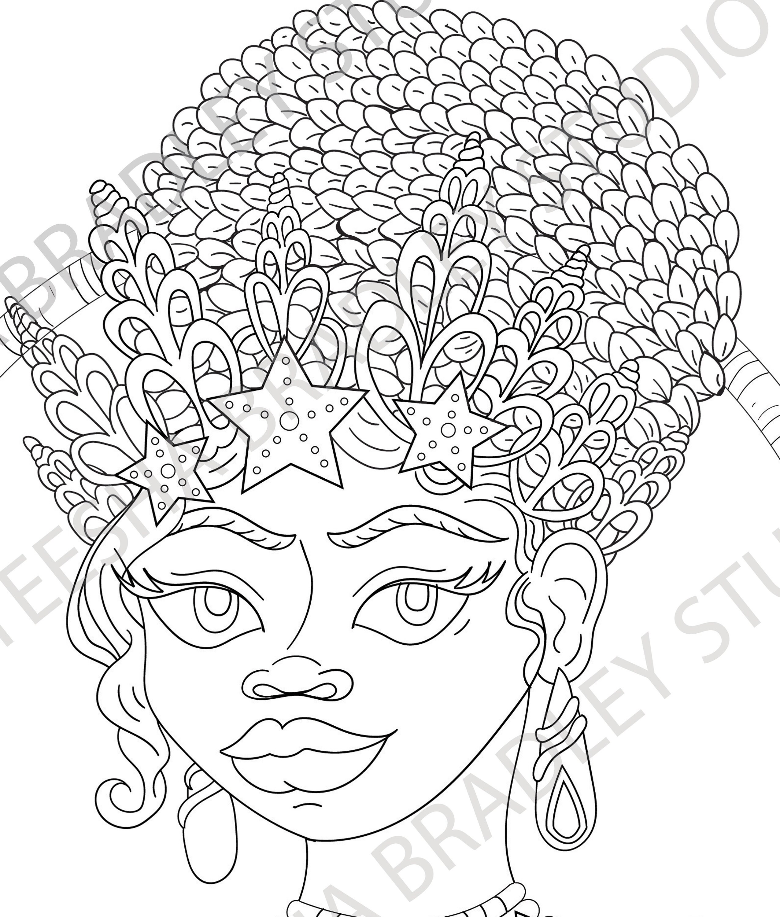 Instant Download Adult Coloring Page, Mermaid, Mami Wata, Magic, Black ...