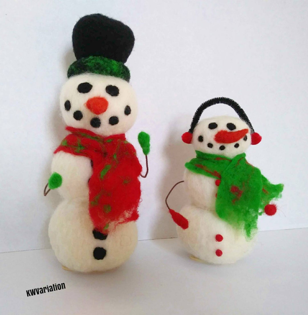 Snowmen, Needle Felted Snowmen, Decoration, Winter, White, Christmas ...