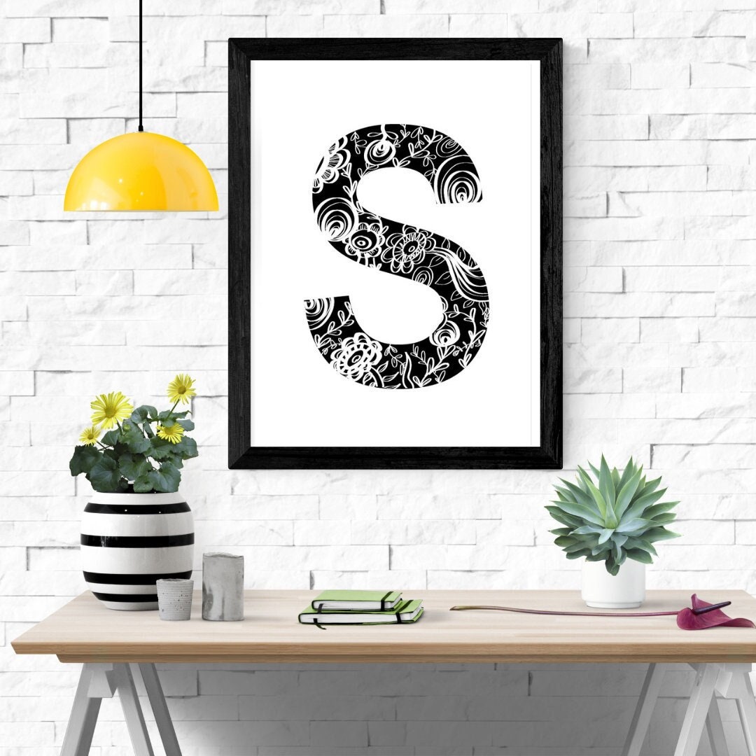 Floral Letter S | Wall Decor | Digital Art - Etsy