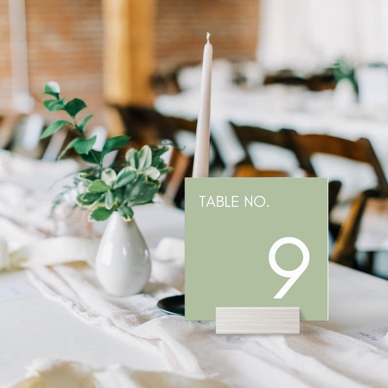 Sage Green Simple & Sweet Table Numbers Template | 5x5 Table Numbers ...