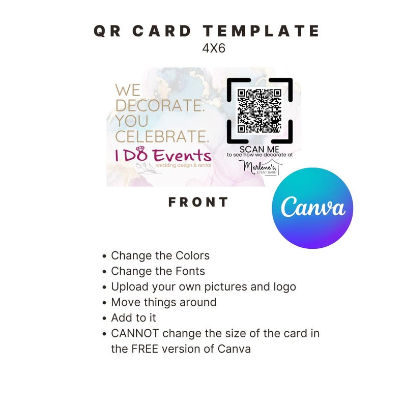 QR Marketing 4x6 Card Canva Template | Marketing Card | Business Card ...