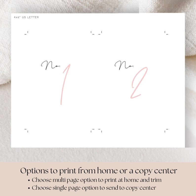 Blush Organic Table Numbers Template | 4x6 Table Numbers Printable ...