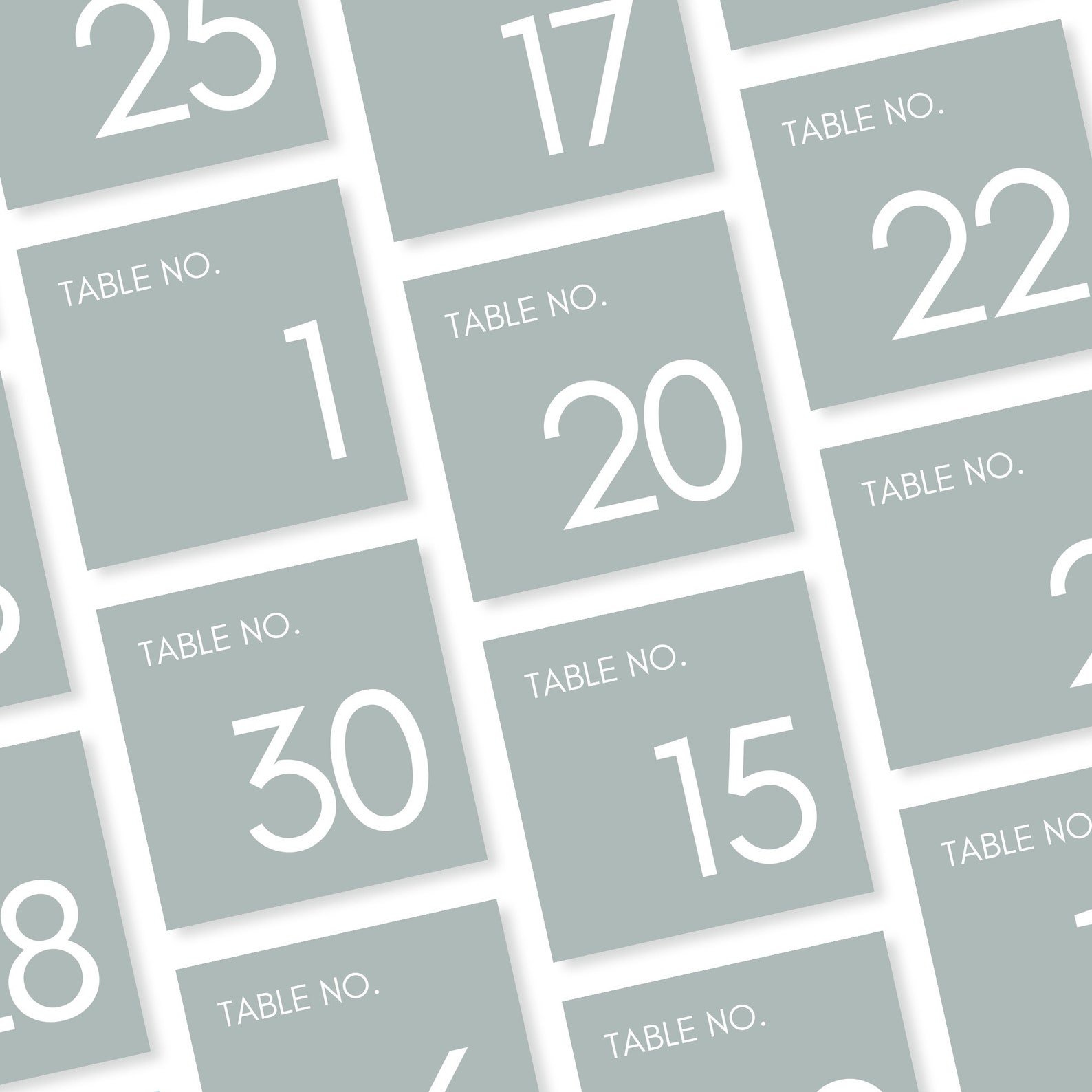 Dusty Blue Simple & Sweet Table Numbers Template | 5x5 Table Numbers ...