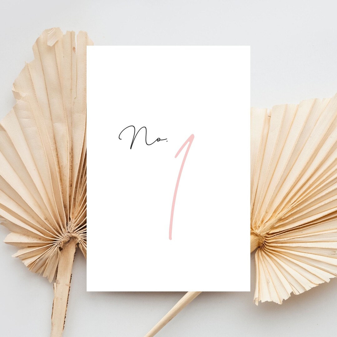 Blush Organic Table Numbers Template | 4x6 Table Numbers Printable ...
