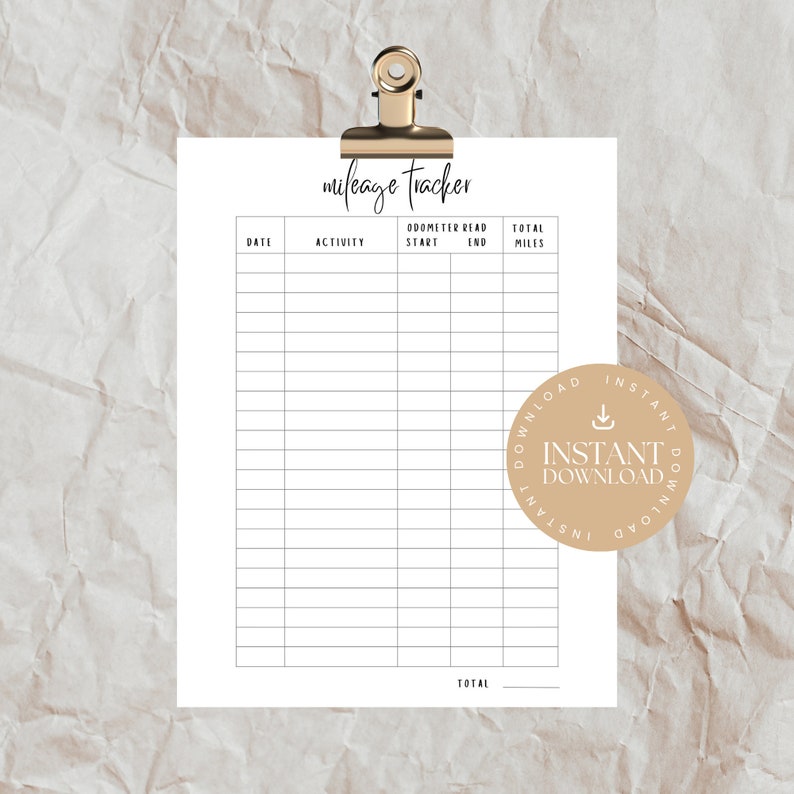 Mileage Tracker Printable | Vehicle Mileage Tracking | Business Mileage ...