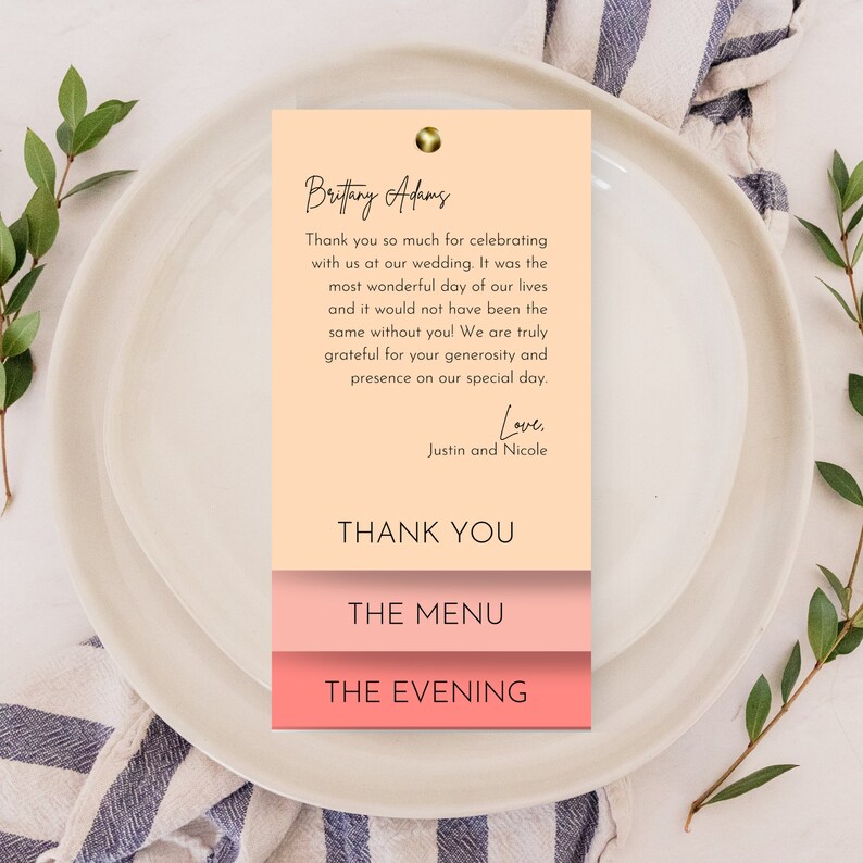 Shades of Pink Thank You, Menu, and Order of Events Canva Template ...