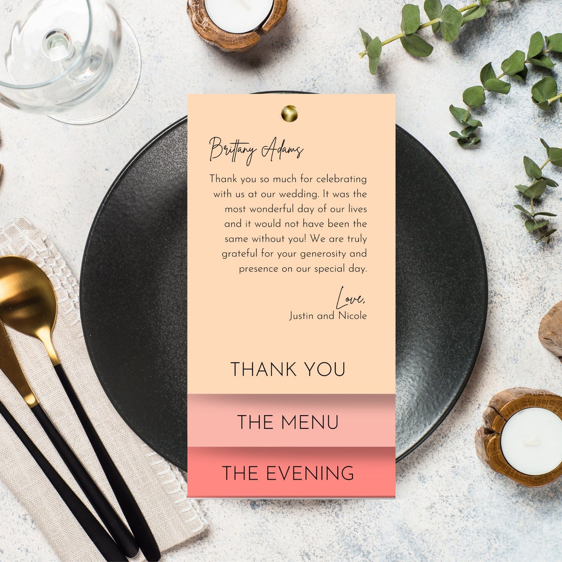 Shades of Pink Thank You, Menu, and Order of Events Canva Template ...
