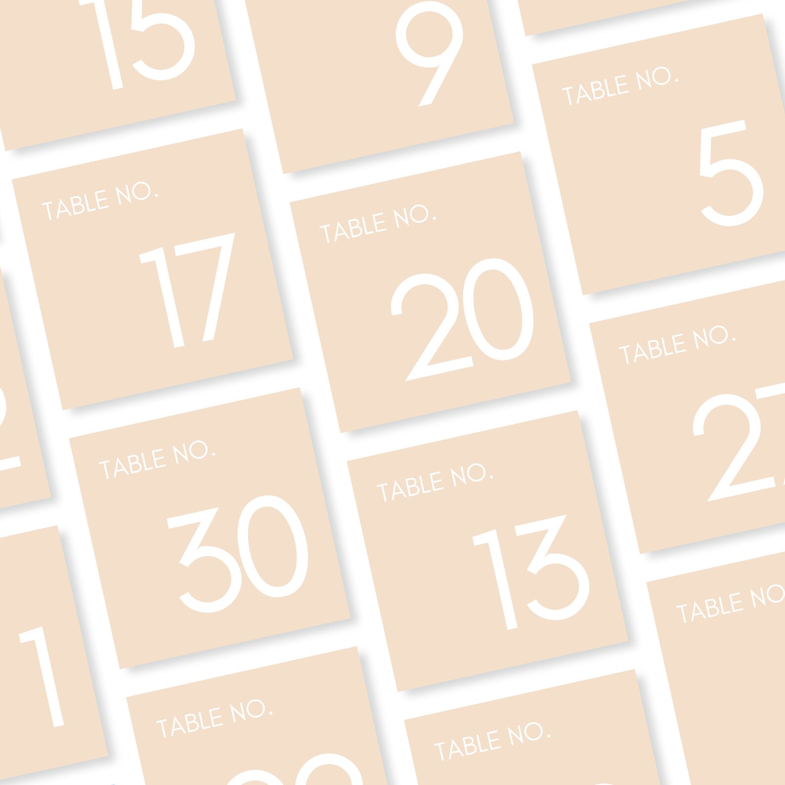 Blush Pink Simple & Sweet Table Numbers Template | 5x5 Table Numbers ...