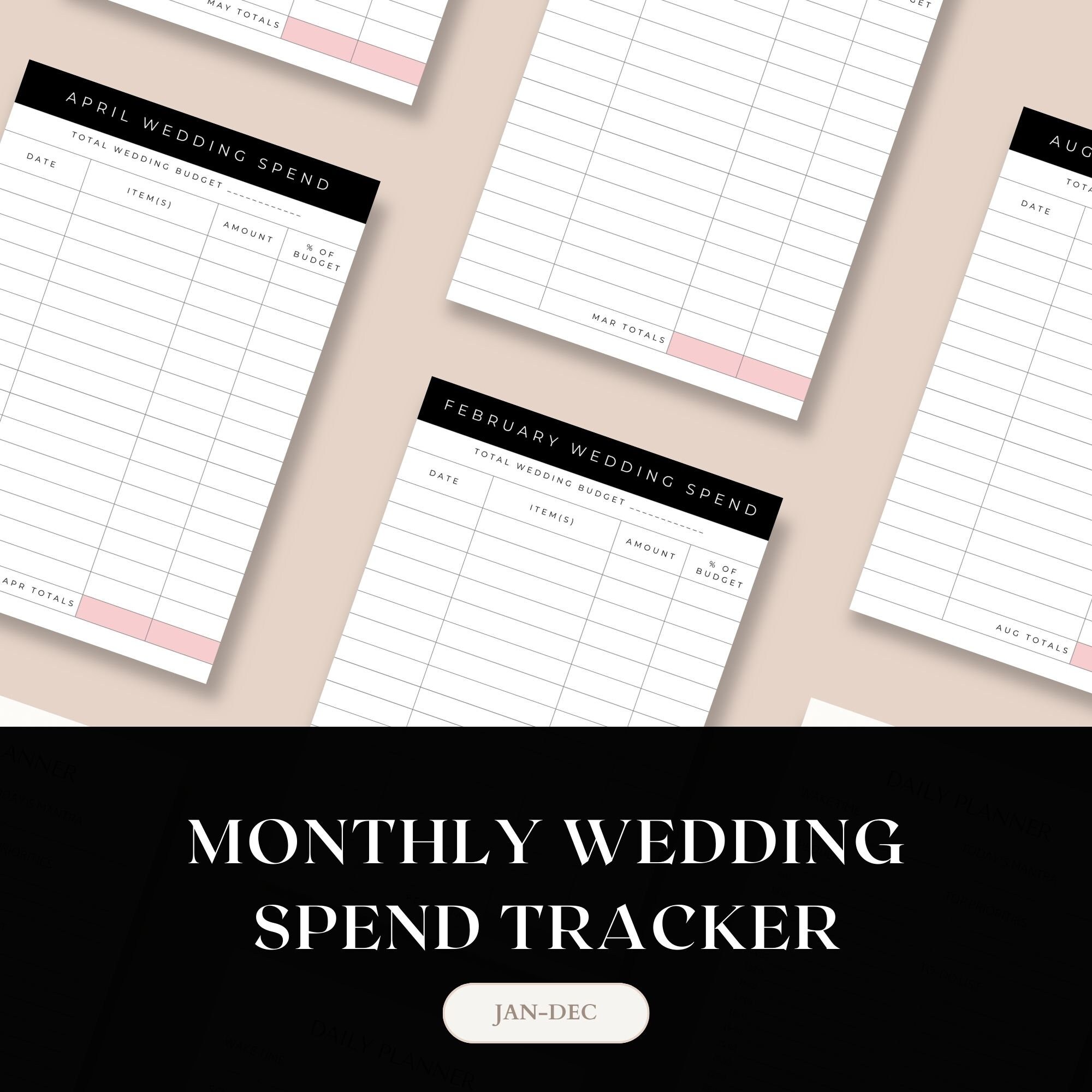 PRINTABLE Wedding Spend Tracker, Instant Download PDF, Track Your ...