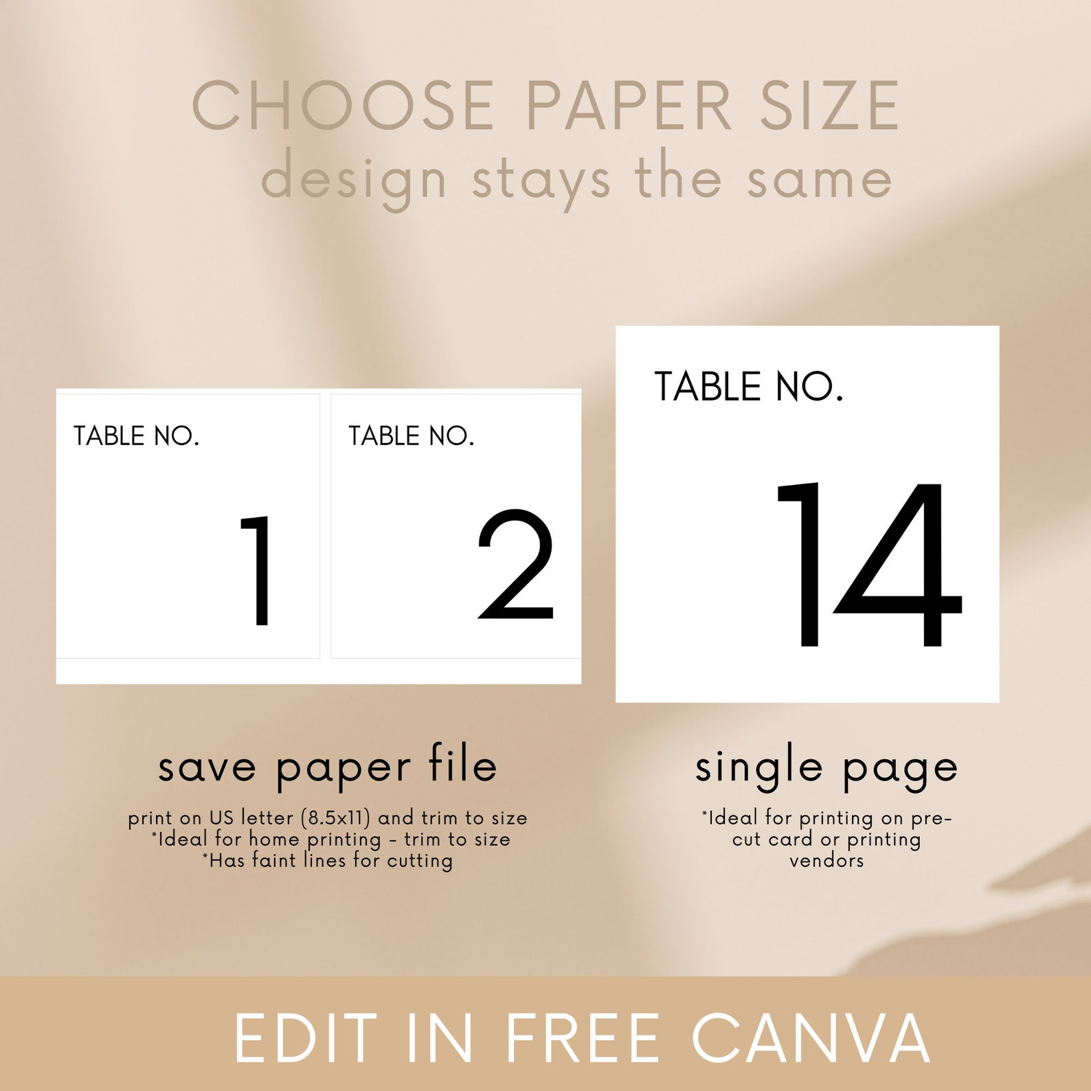 Dusty Blue Simple & Sweet Table Numbers Template | 5x5 Table Numbers ...