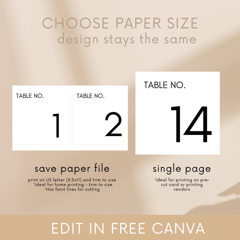 Dusty Blue Simple & Sweet Table Numbers Template 5x5 Table - Etsy