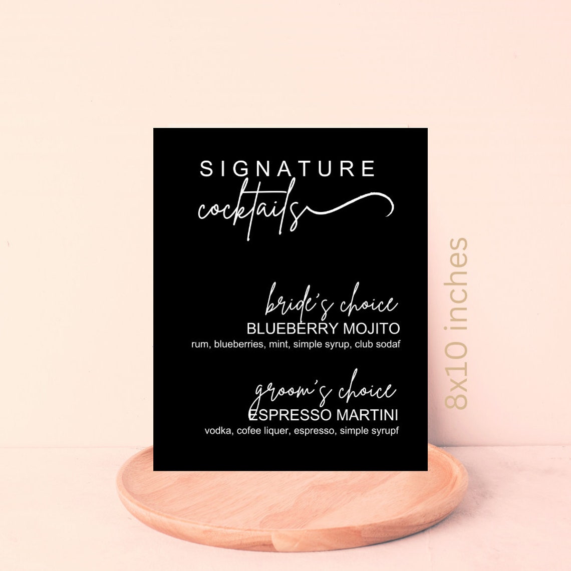 Minimalist Bar Menu Template, Wedding Drink Menu Sign Printable ...