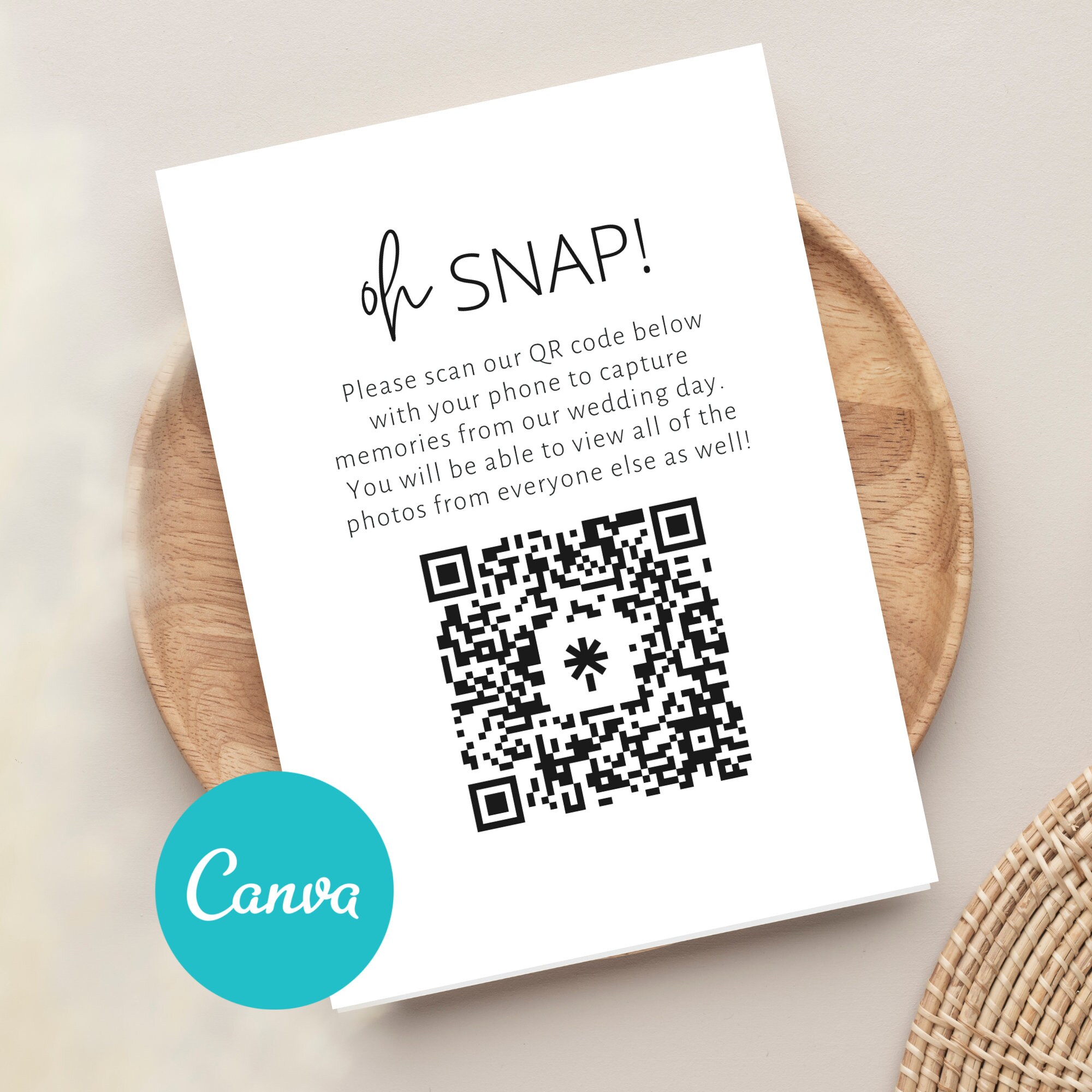 Oh Snap QR Code 8x10 Sign Editable Oh Snap Wedding Sign BONUS QR Code ...