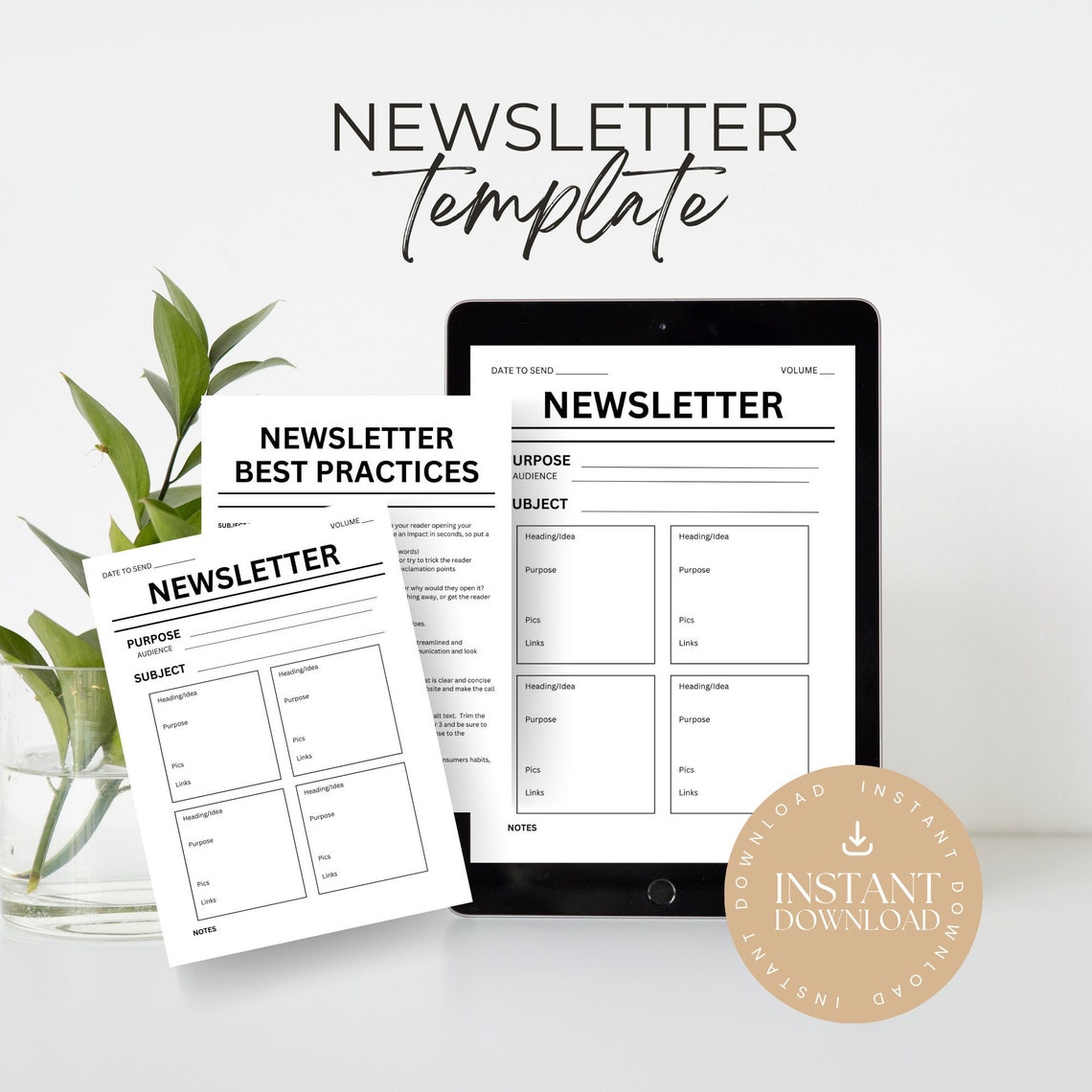 PRINTABLE PDF Newsletter Template Download Newsletter Planning Template ...