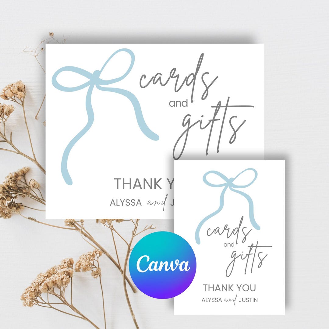 Bow Cards and Gifts Sign | Editable Cards and Gifts Wedding Sign ...